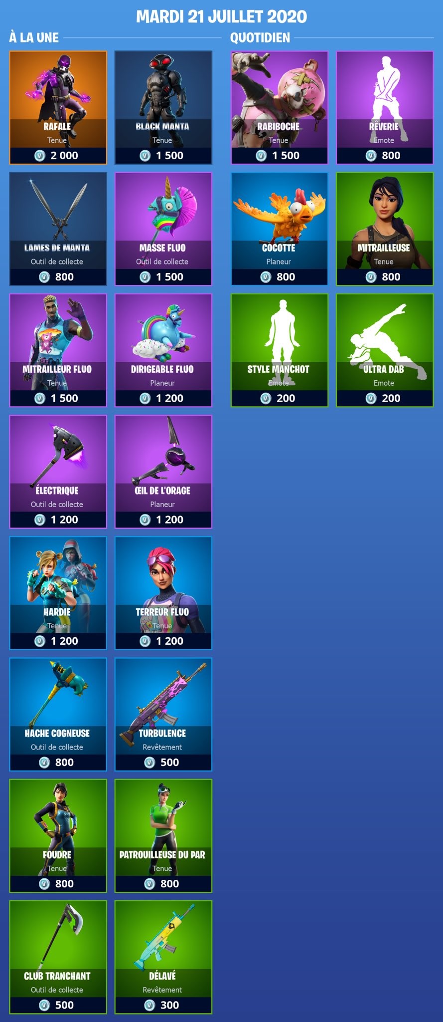 Fortnite: Tienda del 21 de julio de 2020 - Millenium