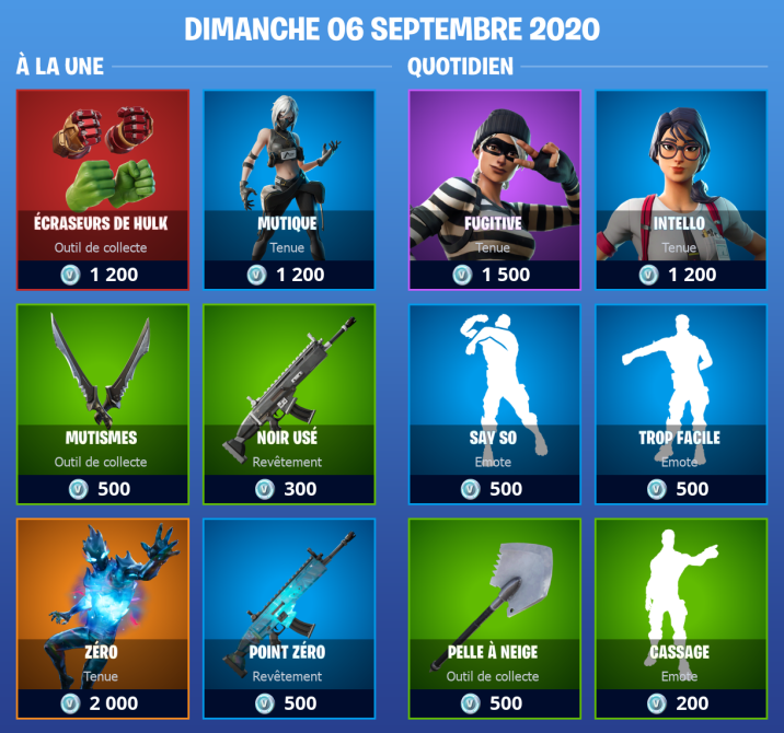 Fortnite: Tienda del 6 de septiembre de 2020 - Millenium