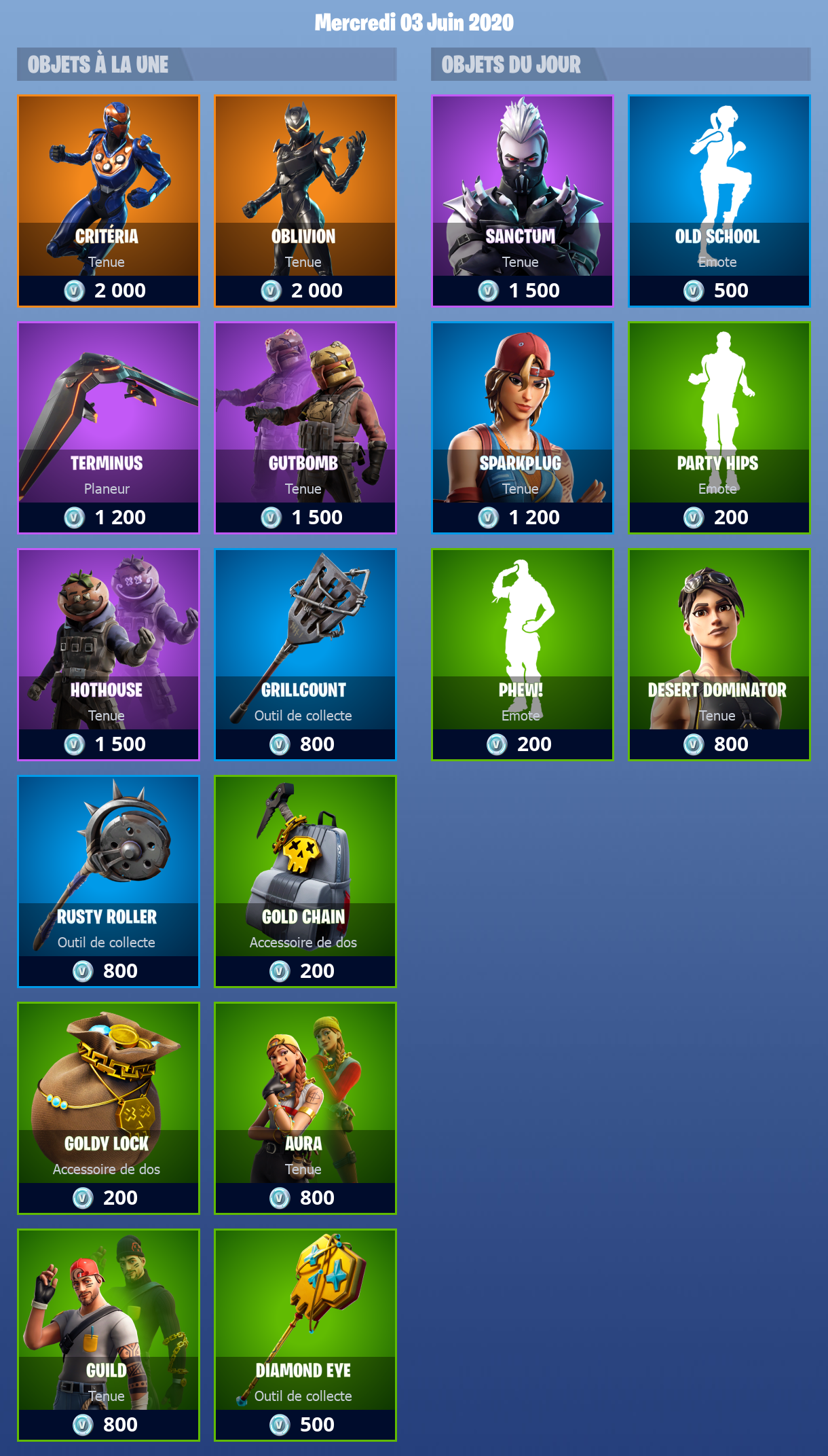 Fortnite: Tienda del 3 de junio de 2020 - Millenium